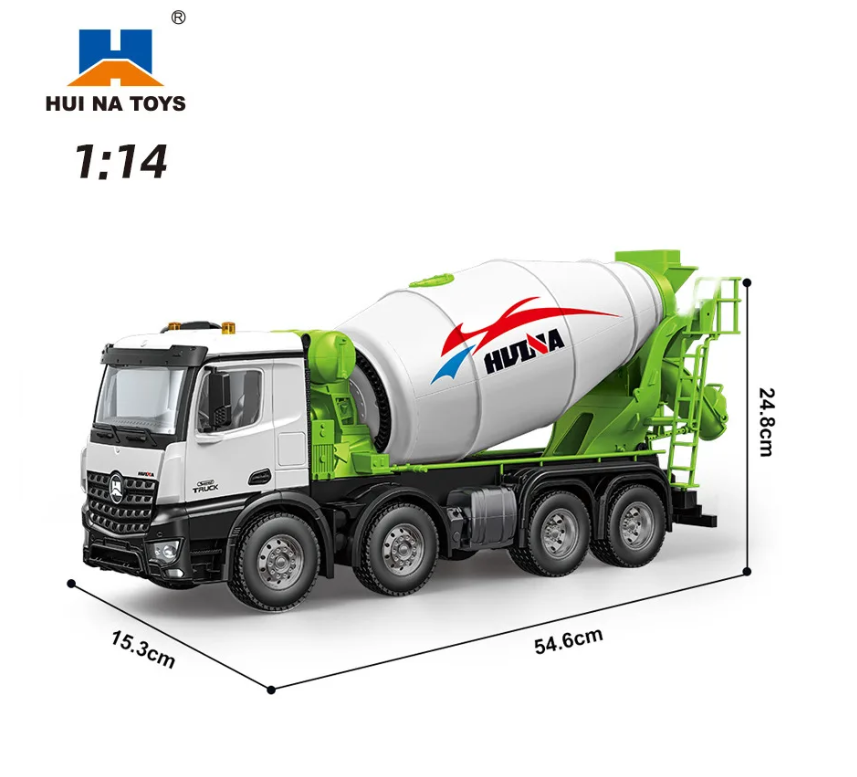 Huina 1537 PRO 1:14 Alloy RC Cement Mixer Truck Large 8-Wheel Heavy ...